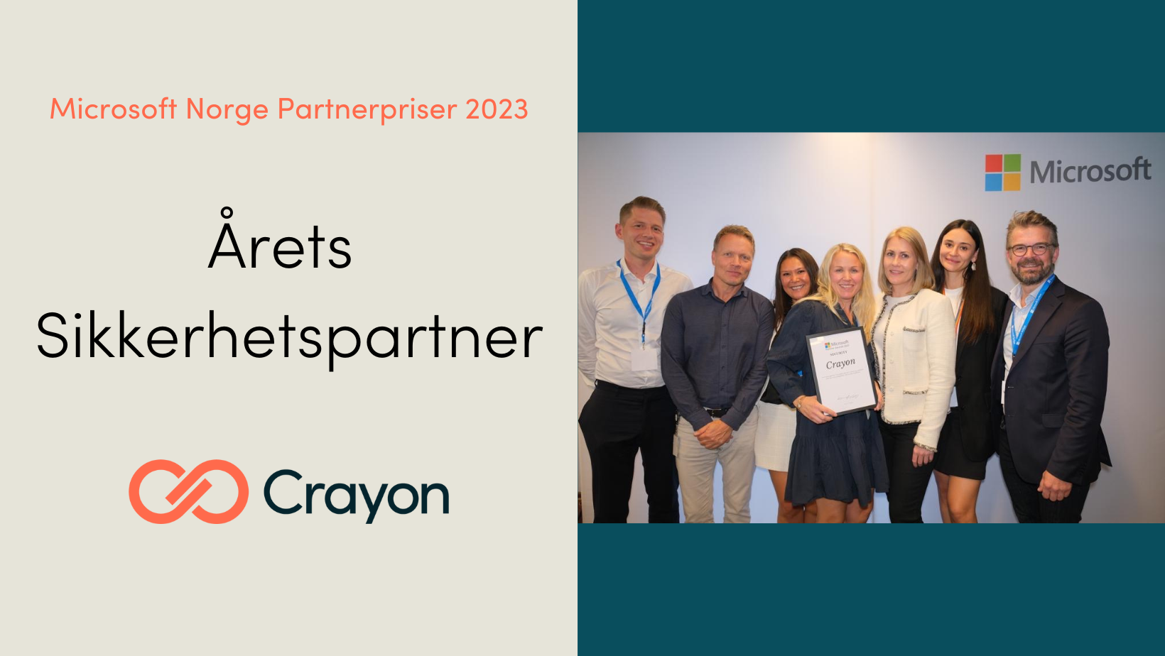 Årets Sikkerhetspartner kåret av Microsoft 2023 - Crayon